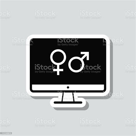 성별 기호가 있는 데스크톱 컴퓨터입니다 회색 배경에 아이콘 스티커 0명에 대한 스톡 벡터 아트 및 기타 이미지 0명 3차원 형태 개념 Istock