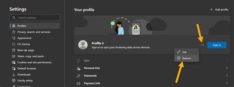 how to remove a profile in microsoft edge browser