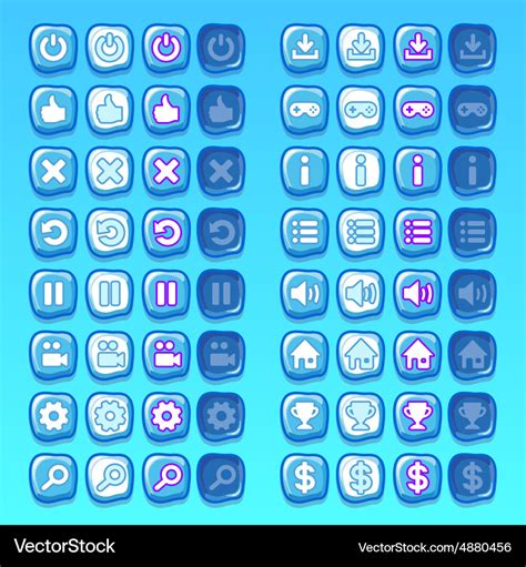 Ice Game Icons Buttons Interface Ui Royalty Free Vector