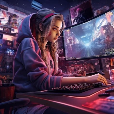 Premium Photo Strong Female Computer Gamer