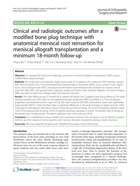 Pdf Clinical And Radiologic Outcomes After A Modified Bone Plug Technique With Anatomical