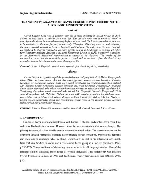 Transitivity Analysis Pdf International Standard Serial Number