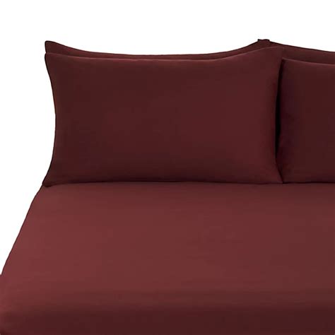 Brentfords Plain Dyed Fitted Bed Sheets Non Iron Burgundy Single