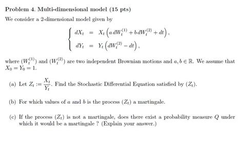 problem 4 multi dimensional model 15 pts we