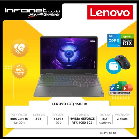 Jual Lenovo LOQ 15IRH8 Core I5 13420H 8GB 512GB SSD RTX 4050 6GB GDDR6 W11 OHS Shopee Indonesia