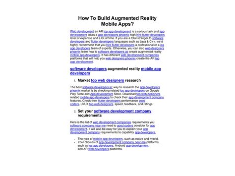 Ppt How To Build Augmented Reality Mobile Apps Powerpoint
