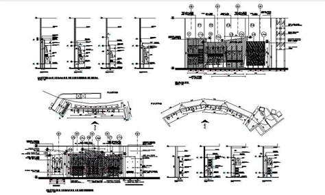 Multi Level Shopping Mall Building All Sided Elevation And Constructive Sectional Details Dwg File
