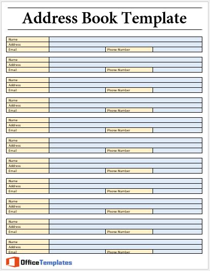 05 Free Address Book Templates Office Templates