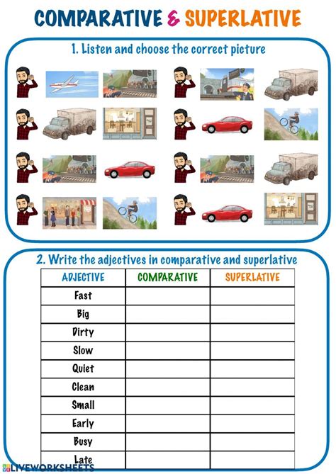 Comparatives And Superlatives Exercises Comparatives And Superlatives