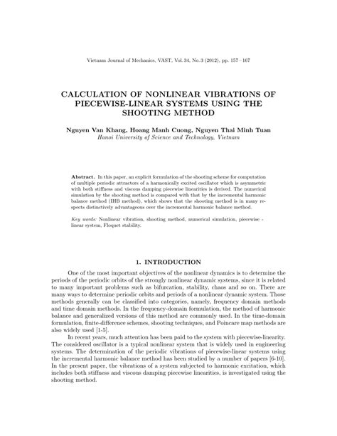 Pdf Calculation Of Nonlinear Vibrations Of Piecewise Linear Systems
