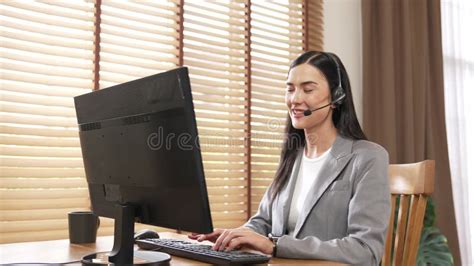Female Call Center Operator Or Customer Service Helpdesk Staff Blithe Stock Video Video Of