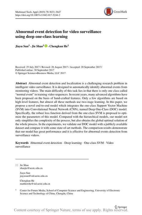 Abnormal Event Detection For Video Surveillance Using Deep One Class