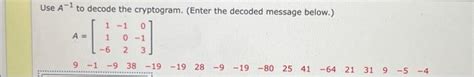 solved use a−1 to decode the cryptogram enter the decoded