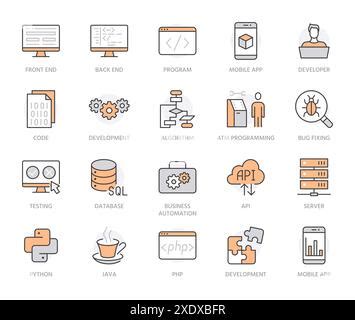 Api Line Vector Icons And Signs Application Programming Interface Web Services Integration