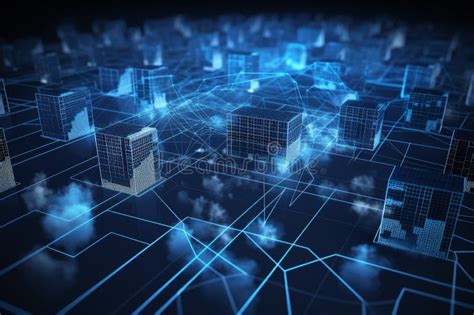 Cloud Computing Data Center Conceptual Illustration Generative Ai Stock Illustration