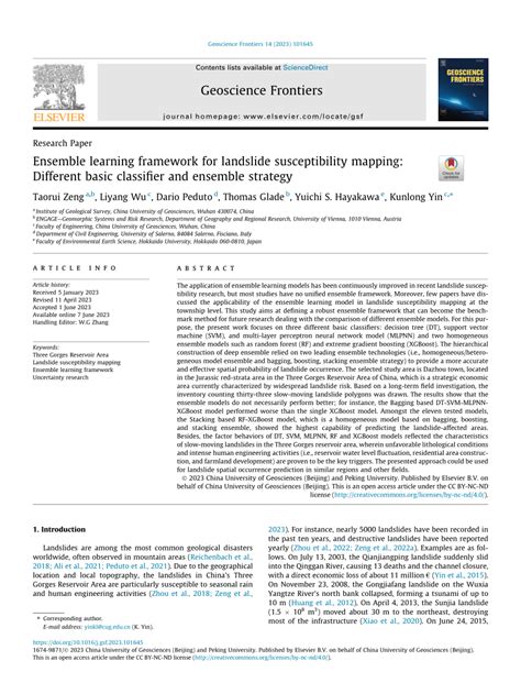 Pdf Ensemble Learning Framework For Landslide Susceptibility Mapping