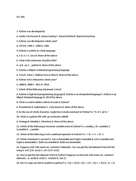 Csc 201 Pdf Pdf Python Programming Language Computing