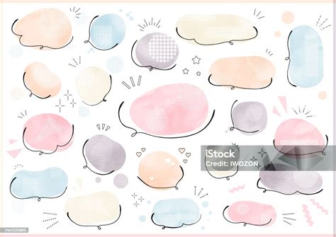 화려하고 팝 디자인 풍선 세트 음성 거품 음성 거품 불기 대화 풍선 문자 기호에 대한 스톡 벡터 아트 및 기타 이미지 대화 풍선 문자 기호 말풍선 그리기 Istock