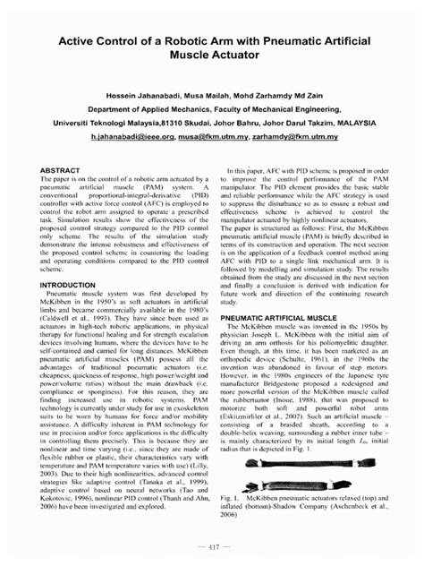 active control of a robotic arm with pneumatic artificial muscle actuator pdf control theory