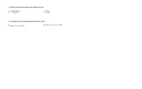 Solved Find The Quotient And Remainder Using Synthetic Chegg