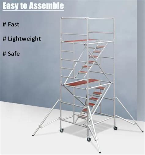 Alloy Double Width 1350mm Mobile Telescopic Aluminum Tower 6061 T6 Construction Mobile Scaffold