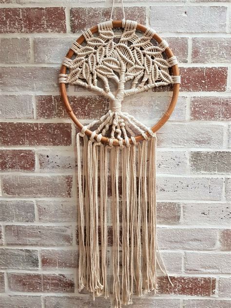 Tree Of Life Macrame Wall Art Hanging Dream Catcher Boho Bohemian Wood