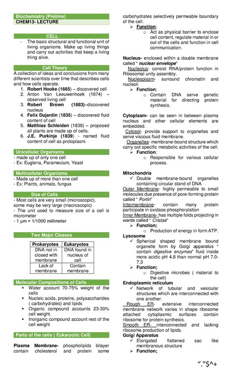 Biochemistry Cell Cycle Biochemistry Prelims Chem13 Lecture Cell