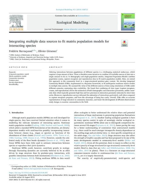 pdf integrating multiple data sources to fit matrix population
