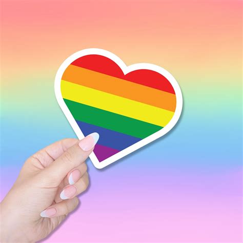 Rainbow Pride Flag Heart Vinyl Sticker Lgbtqia Vinyl Sticker