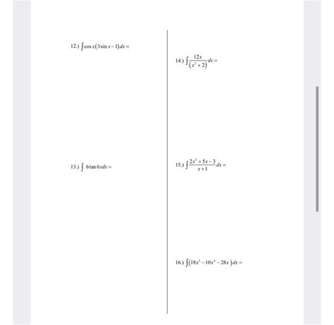 solved ∫cosx 3sinx−1 dx 14 ∫ x2 2 12xdx ∫6tan6xdx 15
