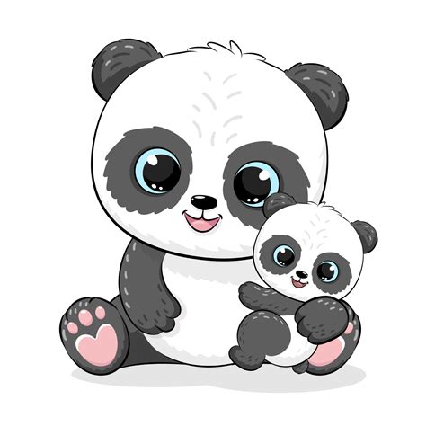 Cute Panda Mom With A Cub Vector Illustration Of A Cartoon 22508002 Vector Art At Vecteezy