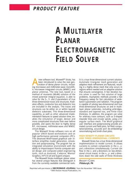 A Multilayer Planar Electromagnetic Field Solver