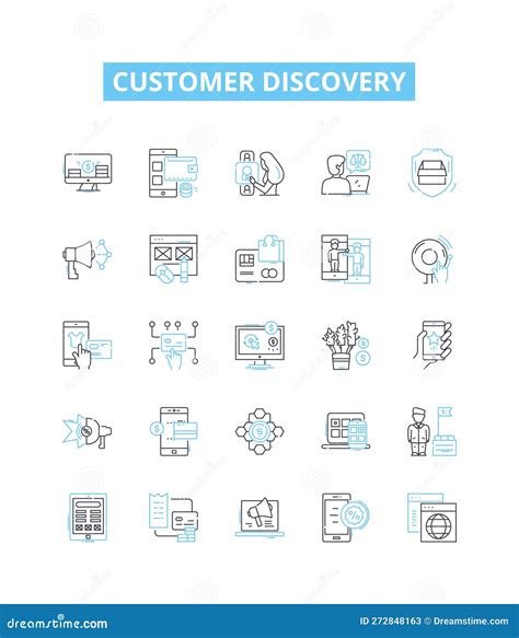 Customer Discovery Vector Line Icons Set Research Insights Customers Feedback Validation