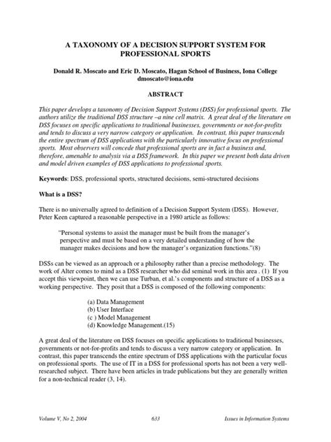 Taxonomy Of Decision Support Systems For Professio Pdf Decision Support System Computing