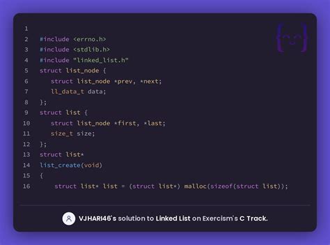 Vjhari46s Solution For Linked List In C On Exercism