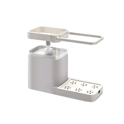 Дозатор за препарат за съдове с държач за гъба кърпа сив Emag Bg