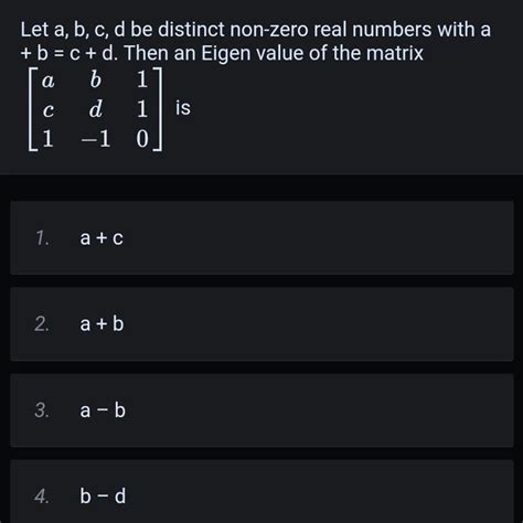 Solved Let A B C D Be Distinct Non Zero Real Numbers With Chegg Com