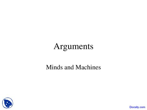 Arguments Minds And Machines Lecture Slides Docsity