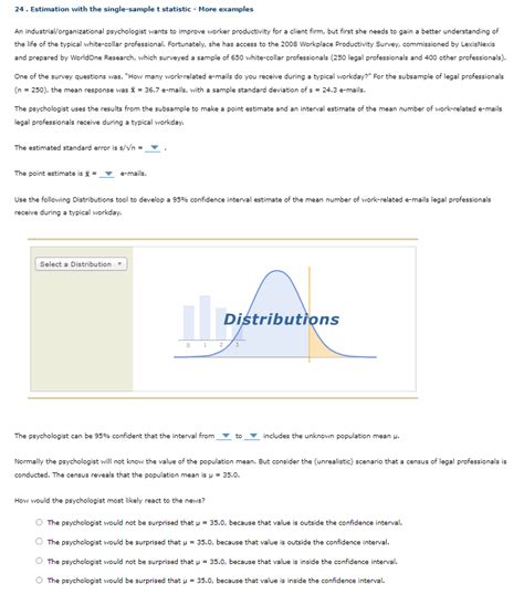 Solved 24 Estimation With The Single Sample T Statistic