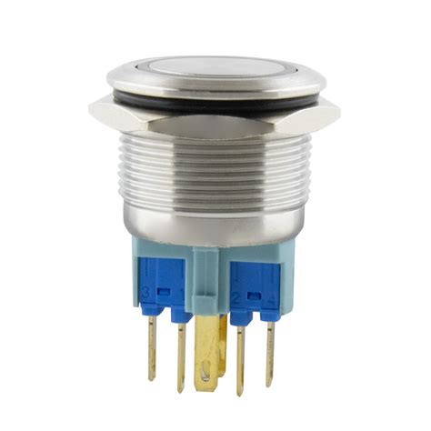 Push button latching Ø mm flat LED ring blue Matrix Handels GmbH WebShop