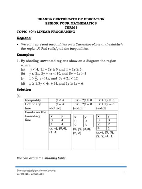 04 Linear Programing Pdf Bus Inequality Mathematics