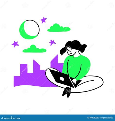 Cartoon Color Web Development Concept Scene With Character Girl Vector Stock Vector
