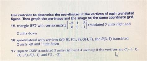 solved use matrices to determine the coordinates of the