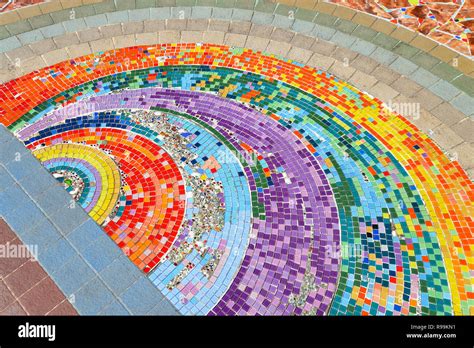 Mosaic Background Ceramic Tiles Colorful Rainbow Background Rainbow Pattern Abstract Tile