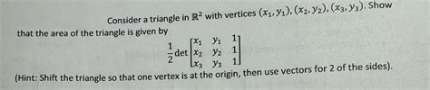 Solved Consider a triangle in R2 ﻿with vertices | Chegg.com