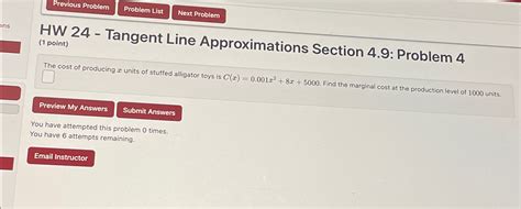 Solved 1 ﻿point ﻿tangent Line Approximations Section
