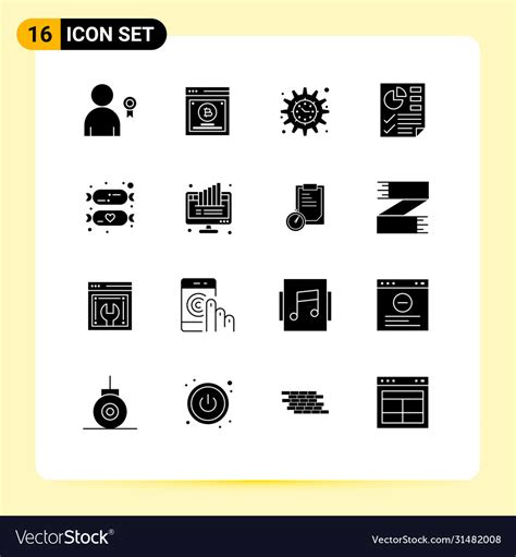 16 Thematic Solid Glyphs And Editable Symbols Vector Image