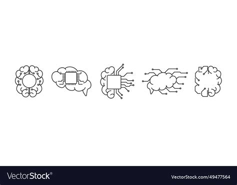 Tech Robot Brain Cpu Chip Frame Digital Ai Deep Vector Image