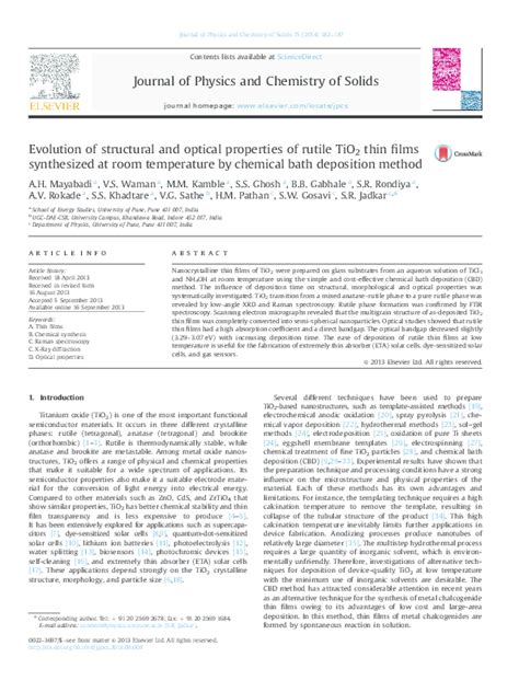 Pdf Evolution Of Structural And Optical Properties Of Rutile Tio2