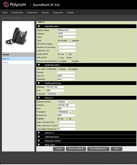 Creating And Configuring Ip Phone Polycom Soundpoint 331